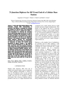 Greenwich Academic Literature Archive - T-junction diplexer for RF ...